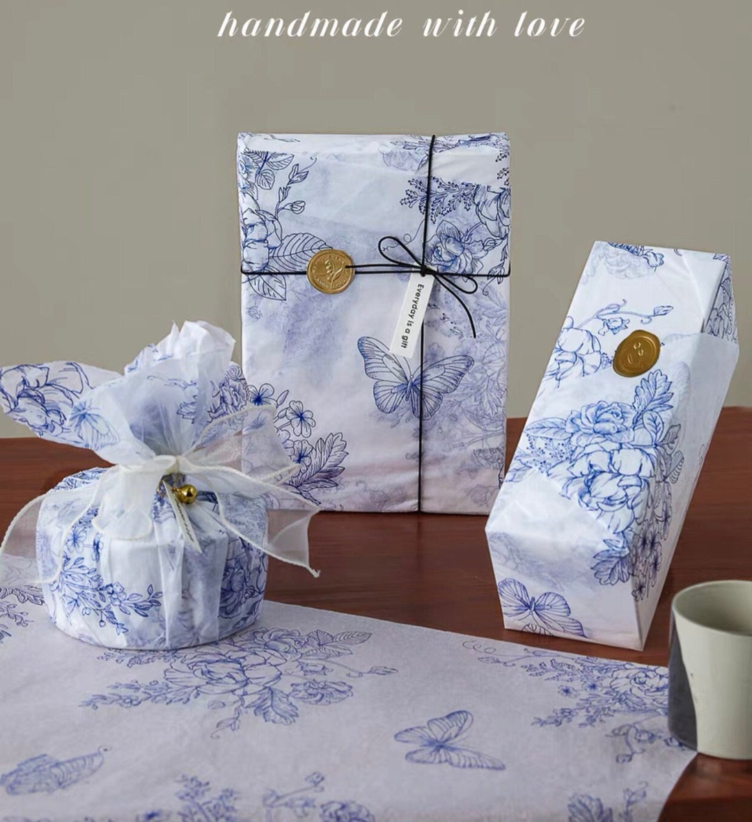 Stylish Baking Wrapping Papers Set White With Black Floral - Etsy