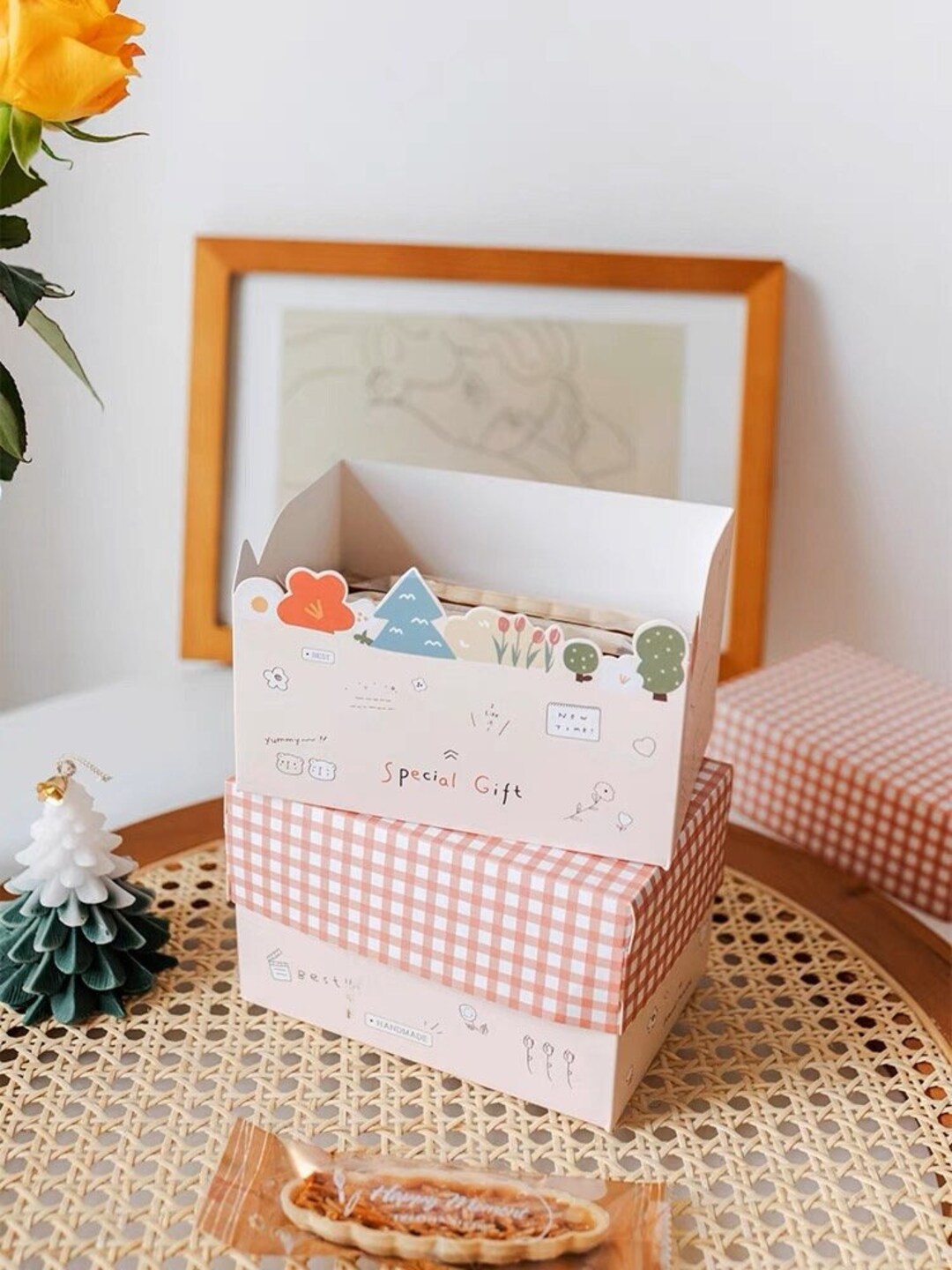 Pink Checked Bakery Boxes,favor Boxes, Cake Boxes,gift Boxes,treat ...