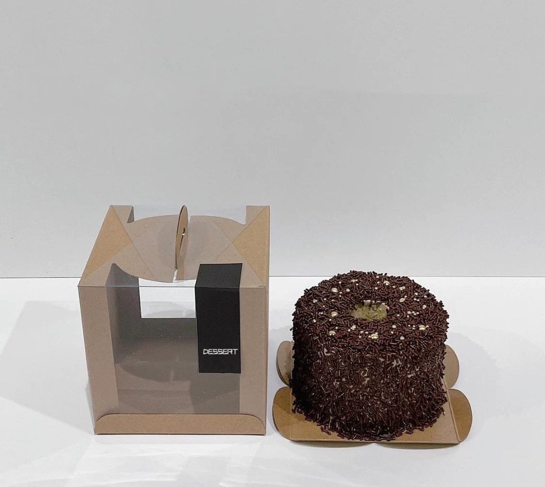 Brown Cake Boxes With Clear Window, Cake Board & Handle (8x8x8" - Set ...
