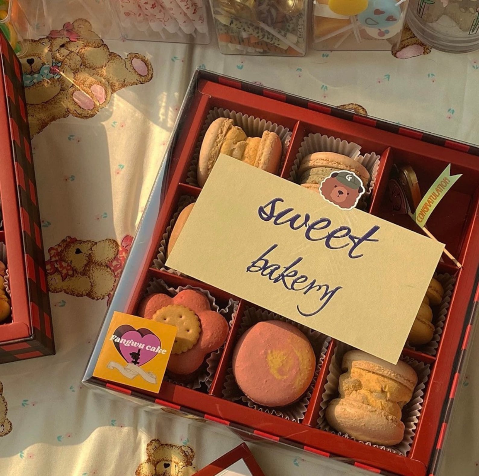 Red Black Checked Hard Cardboard Bakery Boxes With Clear - Etsy