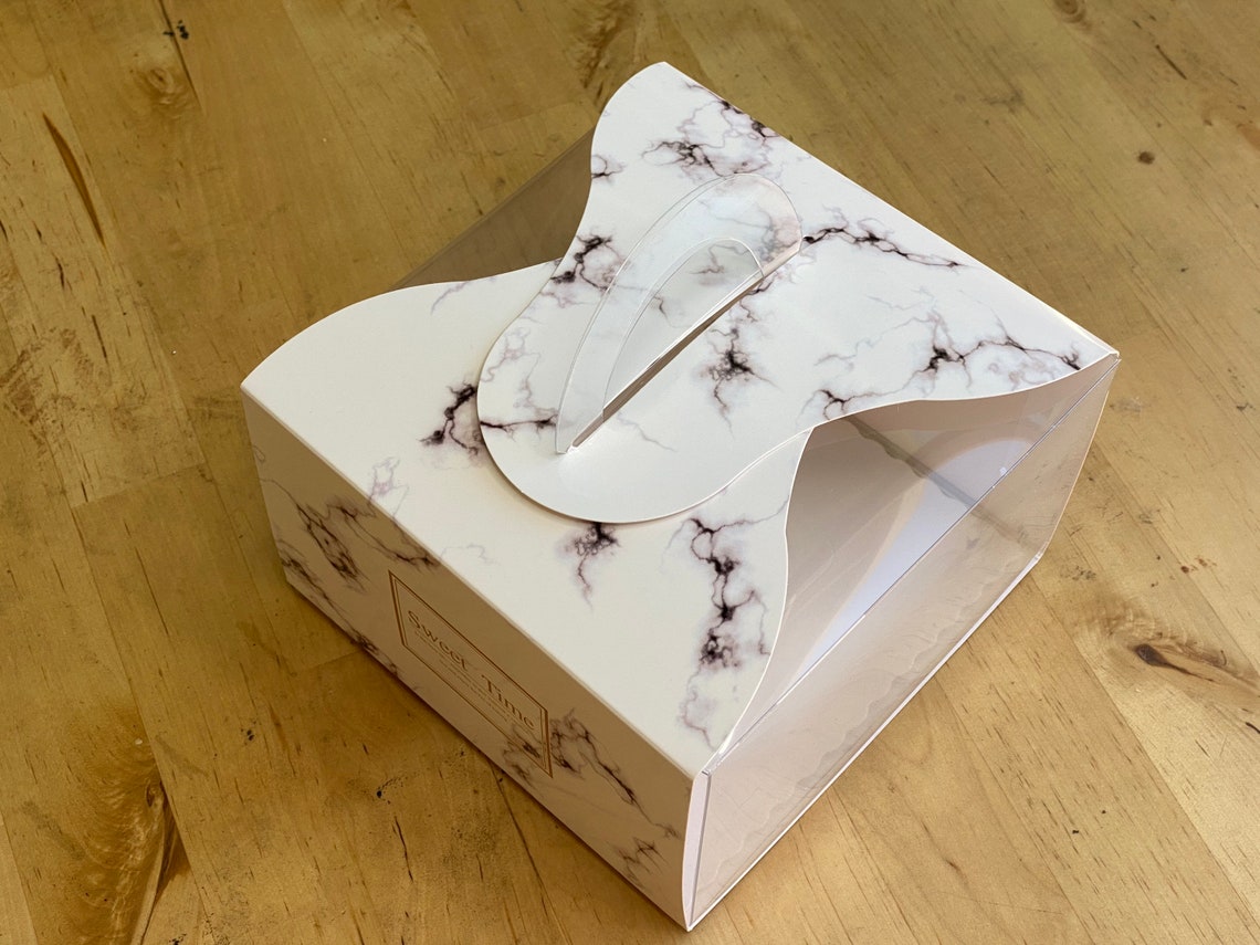 Marble Pattern Clear Cake Box , Candy Box, Gift Box, Favor Boxes - 6 ...