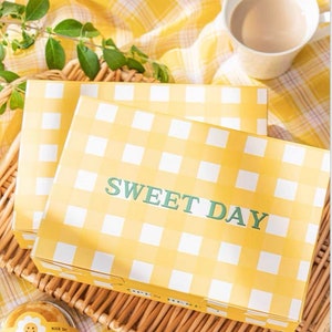 Yellow Checked Bakery Boxes/cake Boxes/cookies Boxes/gift Boxes-thick ...