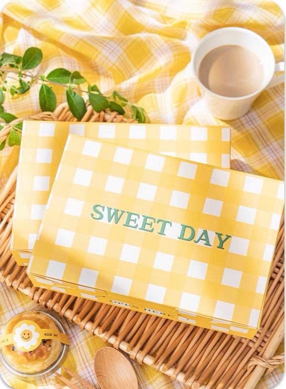 Yellow Checked Bakery Boxes/cake Boxes/cookies Boxes/gift - Etsy