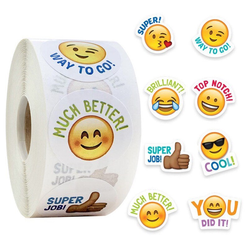 Roll of 500pcs Emoji Stickers Bakery Sticker1 Inch Round - Etsy