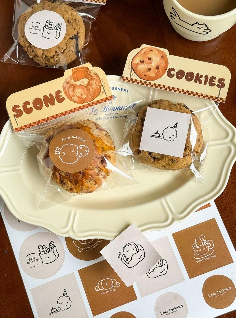 Cute Cookie Packaging Bags With Header Cards - Bakery Supplies - Etsy