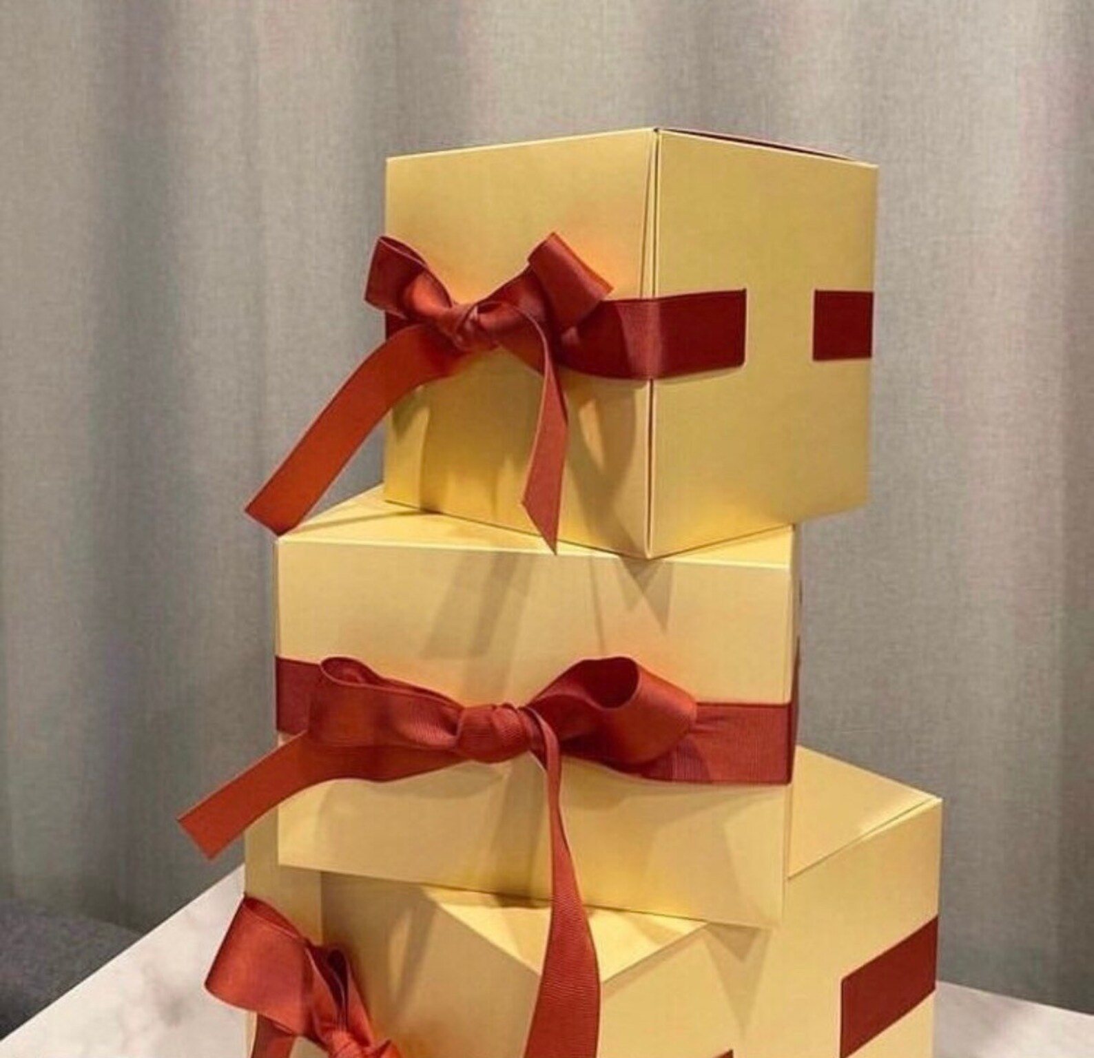 10inches/8inches Yellow/pink Cake Boxes With Ribbon and Thick | Etsy