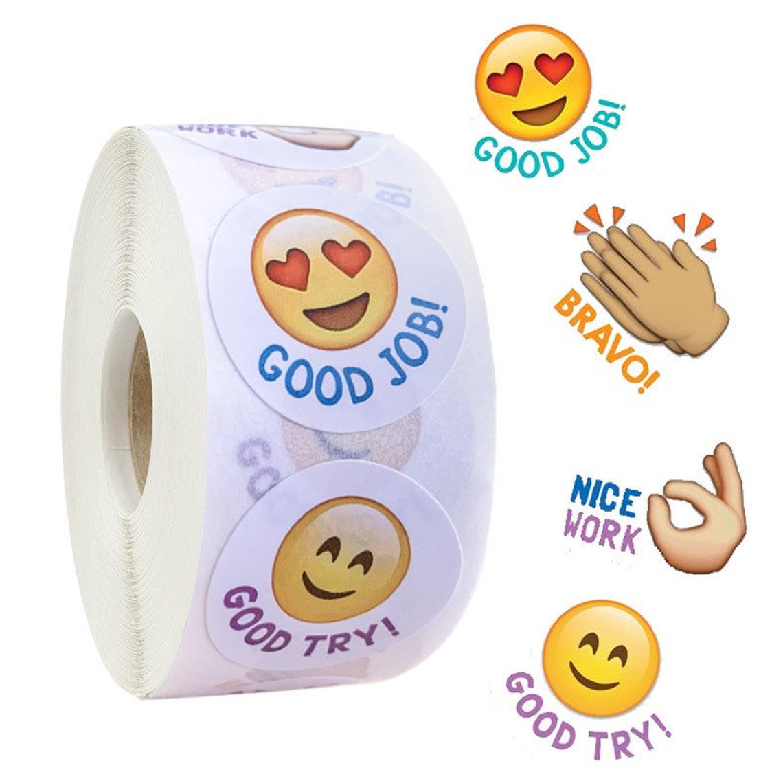 Roll of 500pcs Emoji Stickers Bakery Sticker1 Inch Round | Etsy