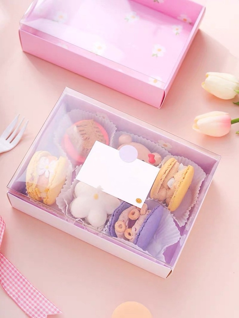 Pink/purple With Transparent Lid Bakery Boxes Macaron - Etsy