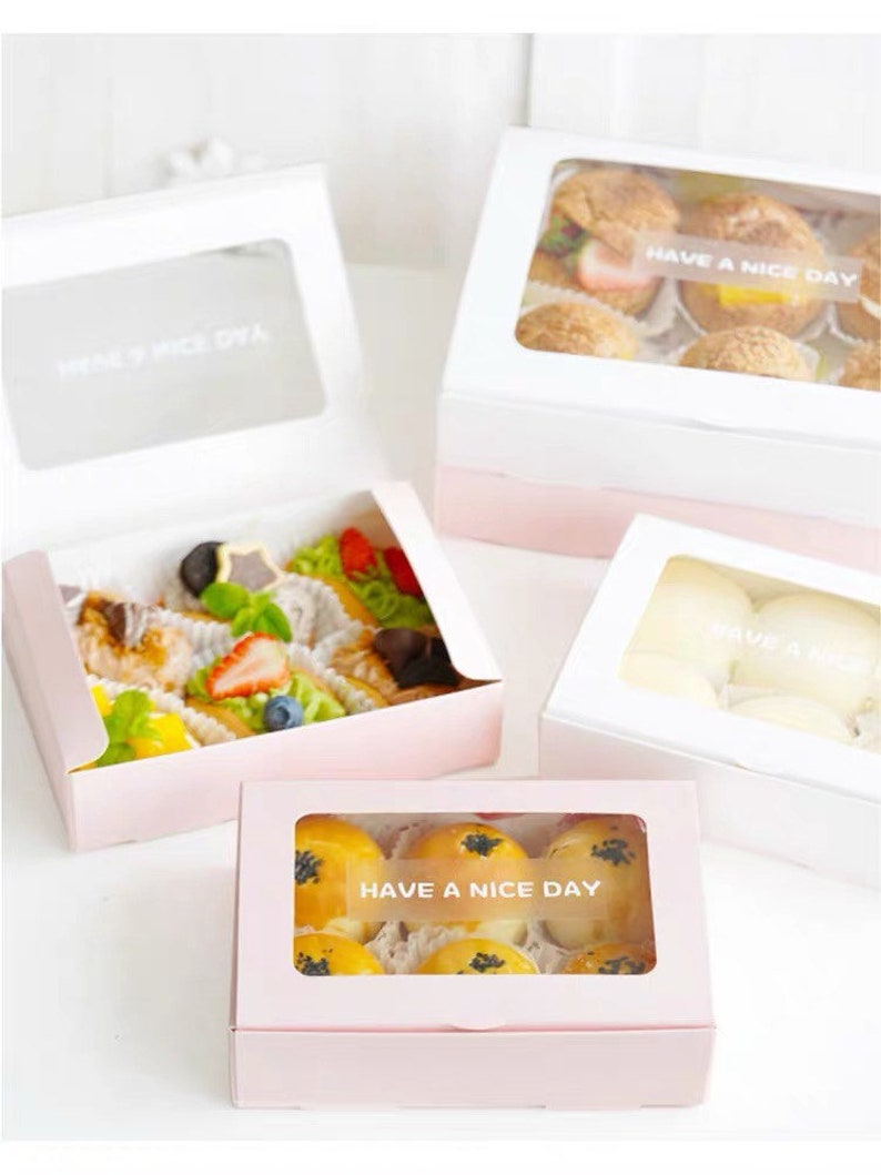 White/pink Cardboard Bakery Boxes / Cake Boxes/cookies Boxes/ - Etsy