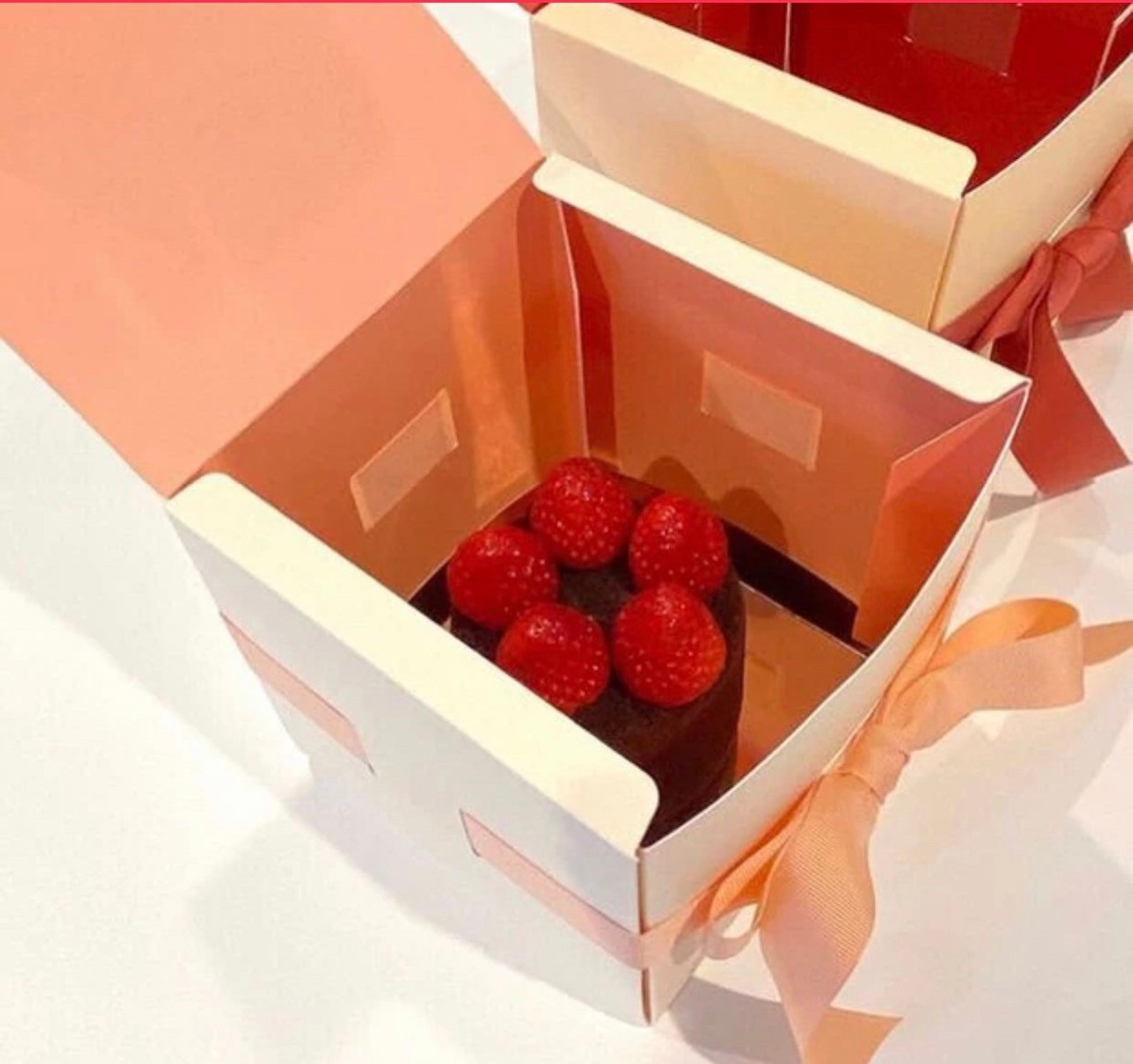 10inches/8inches Yellow/pink Cake Boxes With Ribbon and Thick - Etsy