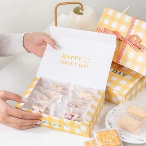 Yellow Checked Bakery Boxes/cake Boxes/cookies Boxes/gift Boxes-thick ...