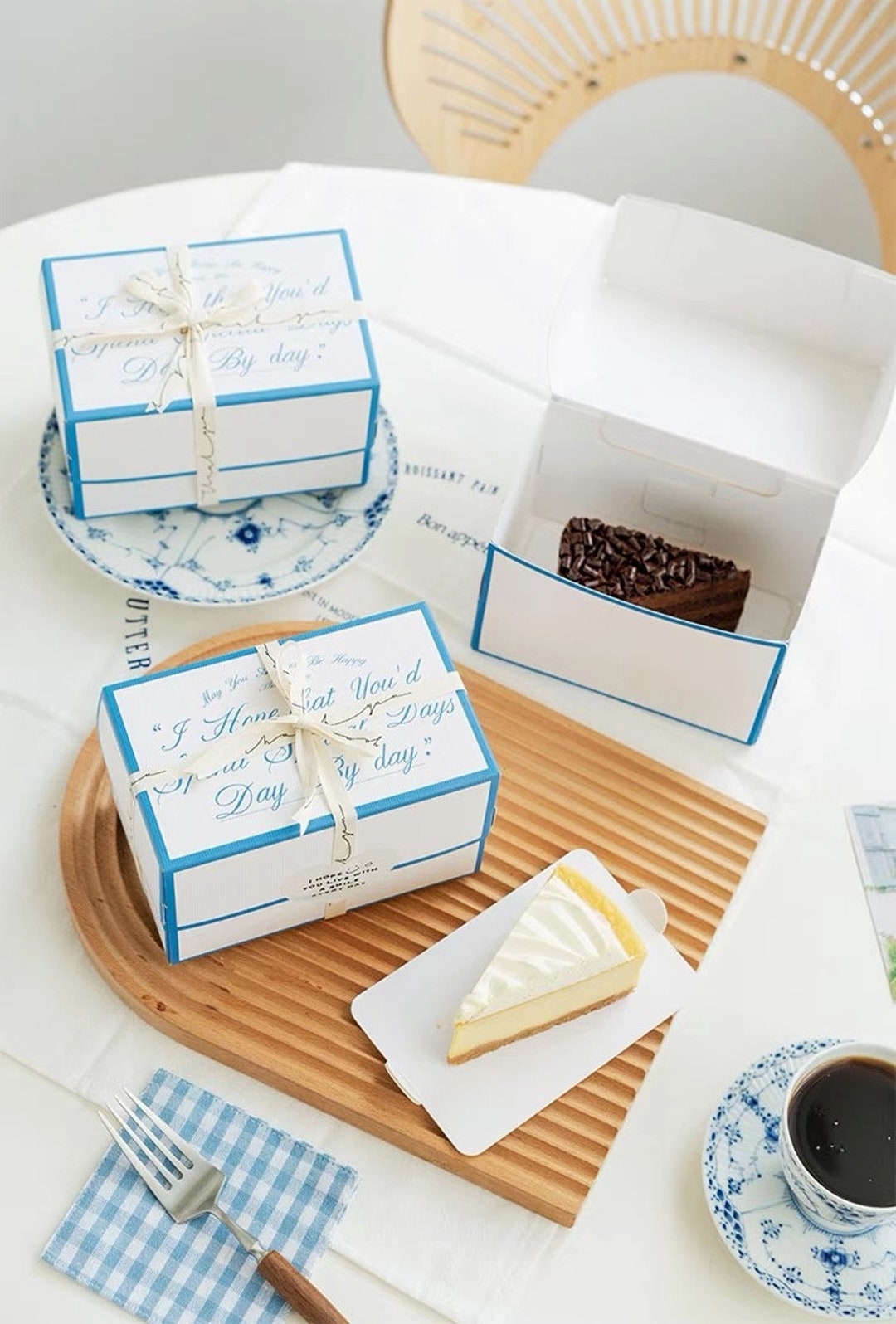 White and Blue Cake Boxes With Cardboards – Cookies Packaging- Baked ...