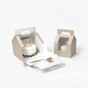 Carry-handle Cake Boxes With Window: Beige Cake Packaging - Set of 5 - Etsy