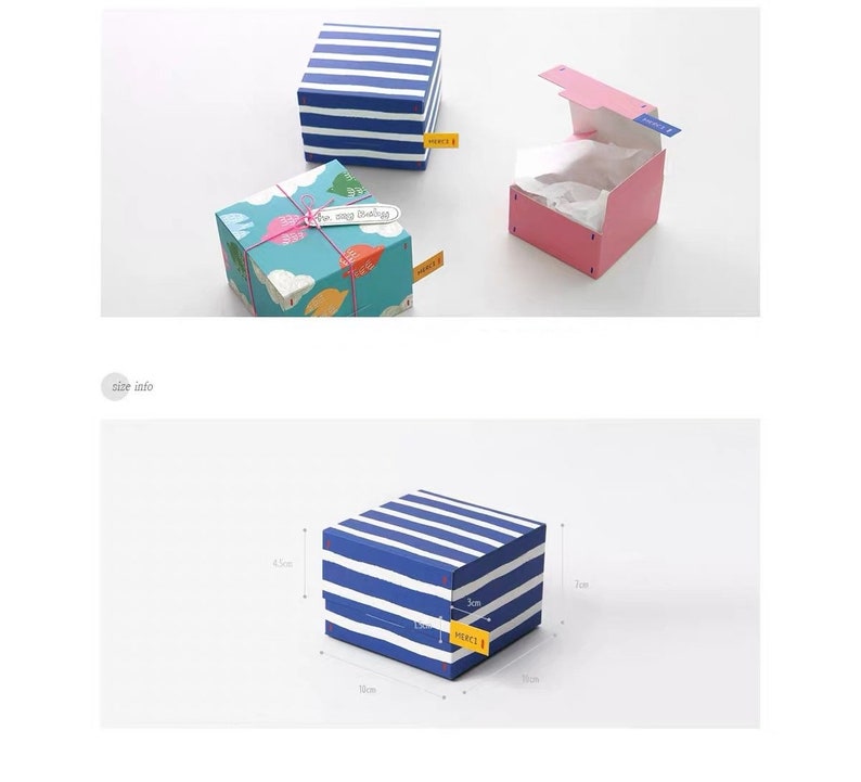 Blue Stripe Bakery Boxes / Red Stripe Candies Boxes / White | Etsy