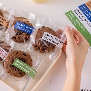 100 Clear Cookie Bags With "small Happiness" Stickers, Bakery Packaging ...