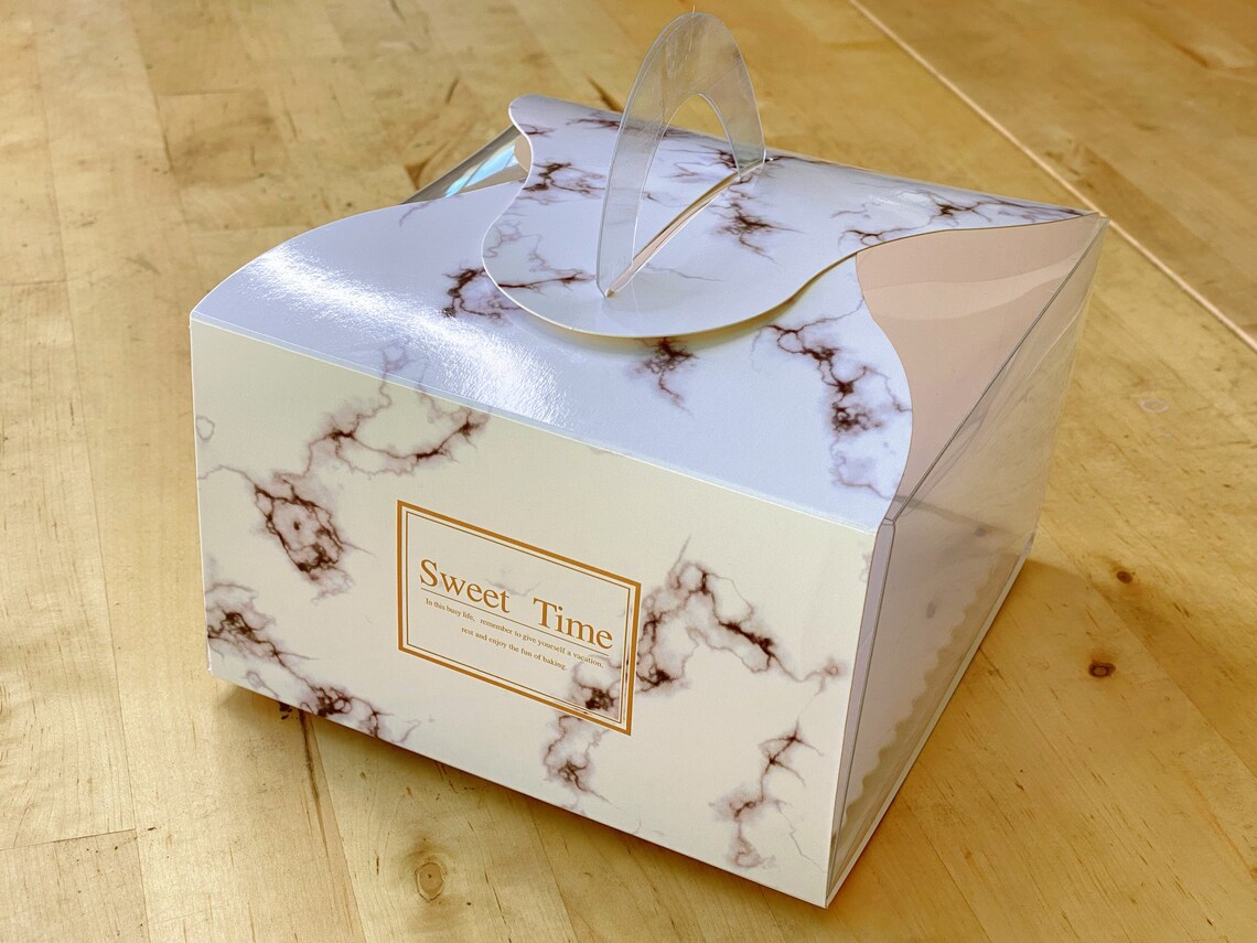 Marble Pattern Clear Cake Box , Candy Box, Gift Box, Favor Boxes - 6 ...
