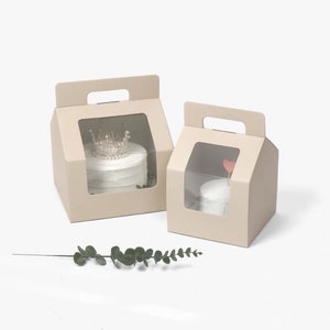 Carry-handle Cake Boxes With Window: Beige Cake Packaging - Set of 5 - Etsy