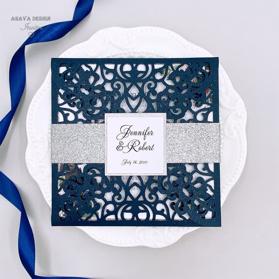 Blue Wedding Invitation Diy Kit Spring Laser Cut Wedding Invitations