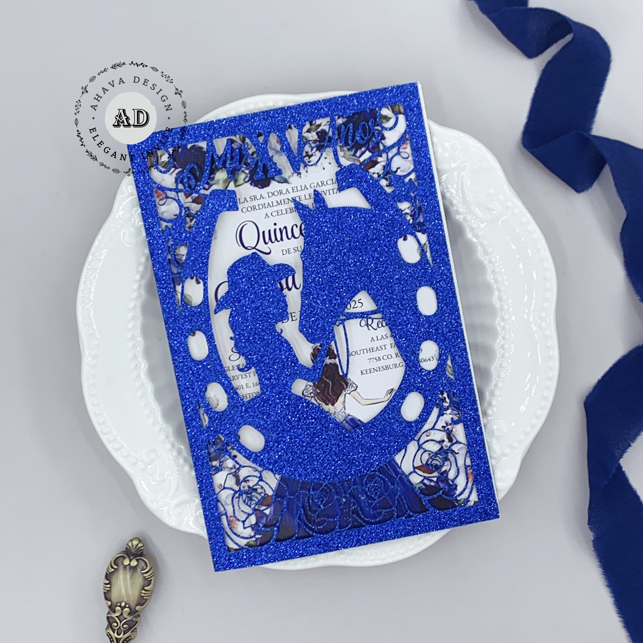 Gorgeous Royal Blue Rapunzel Tangled Princess Invite, Romantic Sweet 16 ...