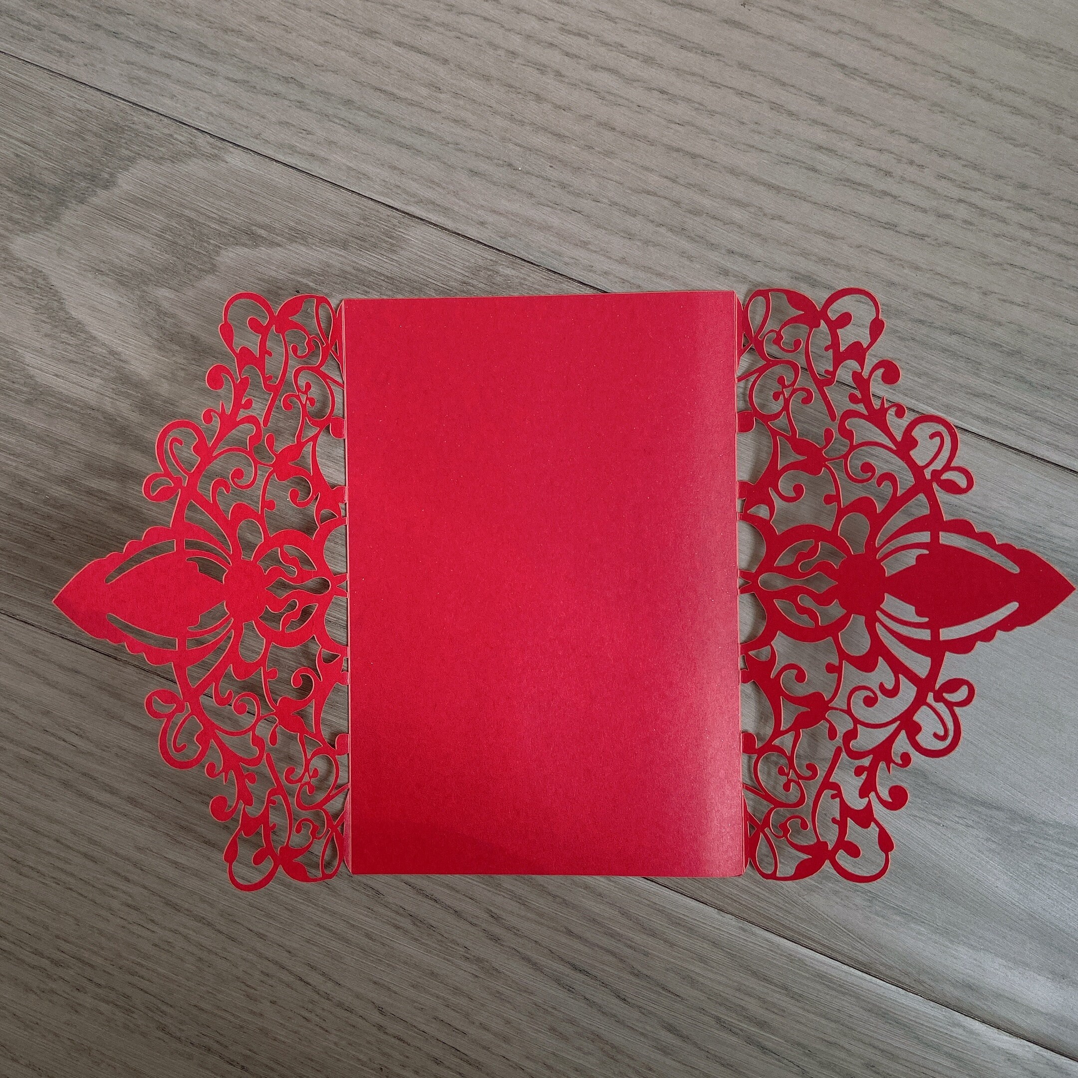 Red and Gold Cards Pack DIY Wedding Invitations With Envelopes Set Lace ...