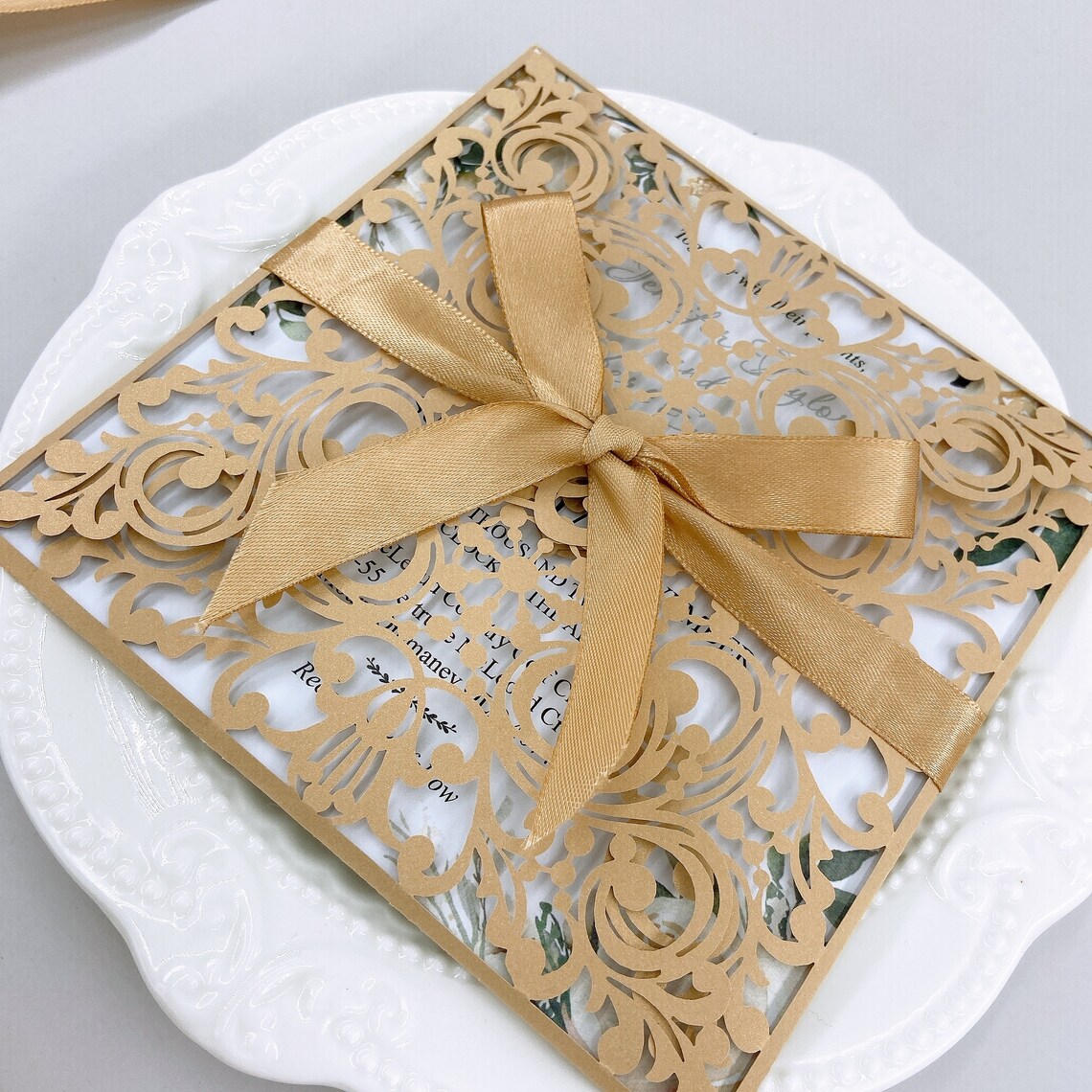 Laser Cut Wedding Invitations Gold Pocket Wedding Invitations Die Cut ...