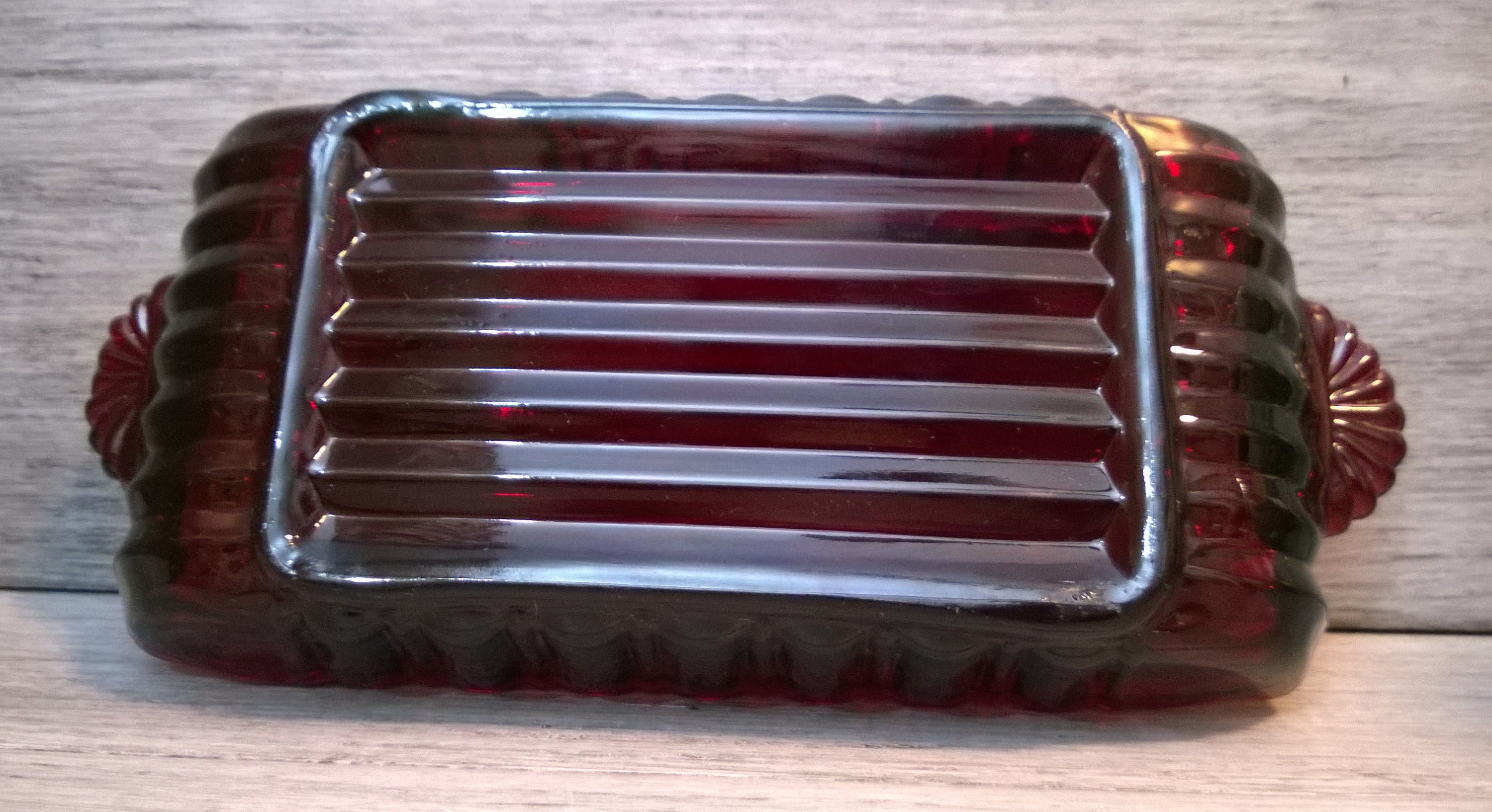 Royal Ruby by Anchor Hocking Rectangular Scalloped Handle Relish Dish ...