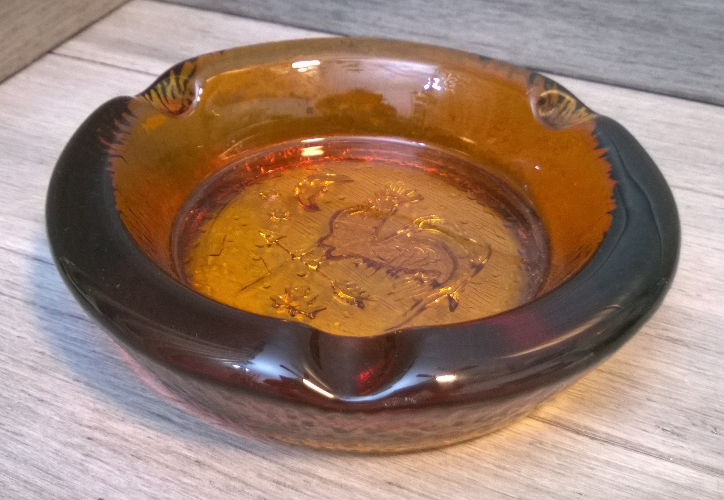 Handsome Vintage Amber Cigar Ashtray With a Rooster - Etsy