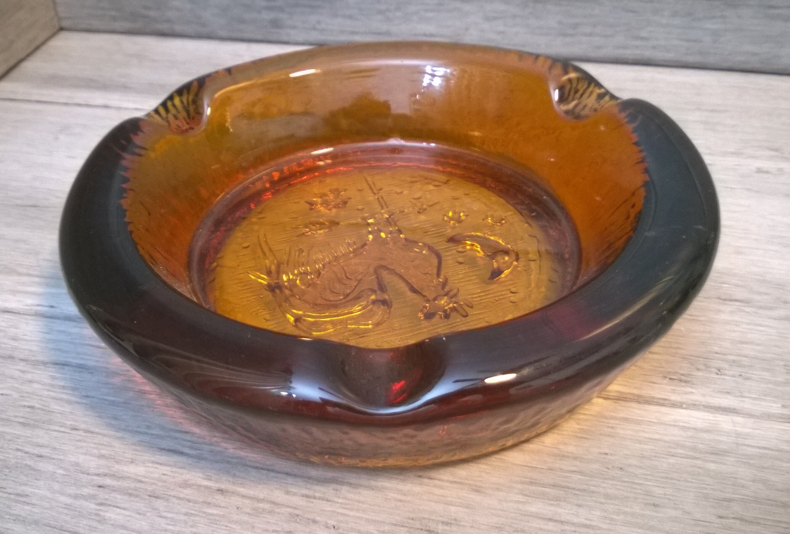 Handsome Vintage Amber Cigar Ashtray With a Rooster - Etsy