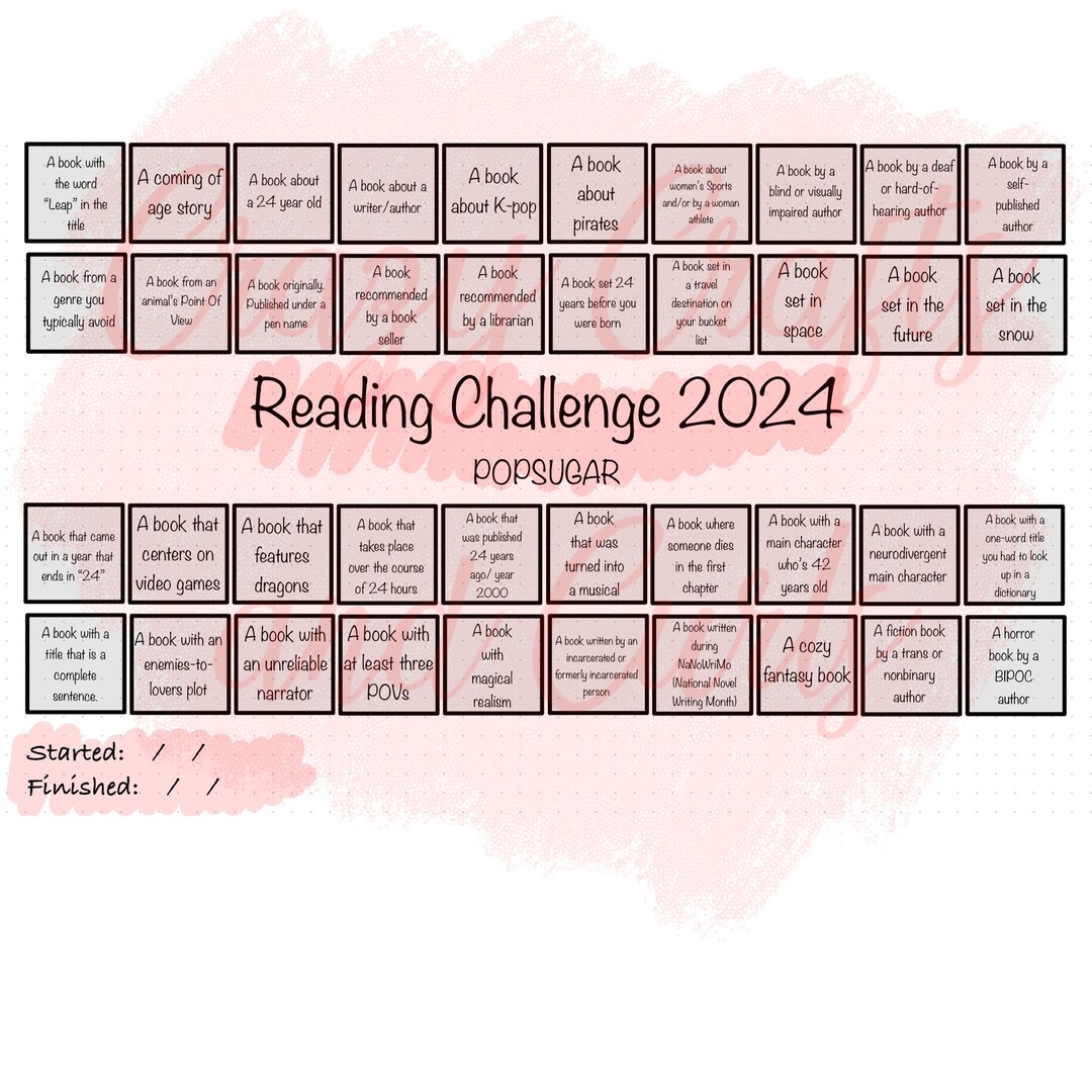 2024 Popsugar Reading Challenge PDF for Digital Reading Journals / Book ...