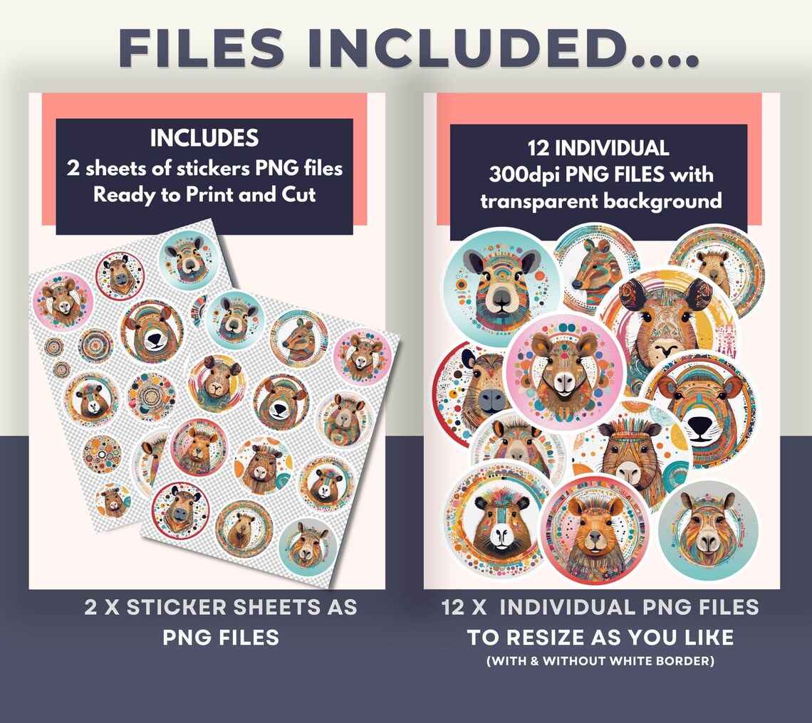 Round Clipart, Cricut Sticker Sheets, Capybara Stickers, Images for ...