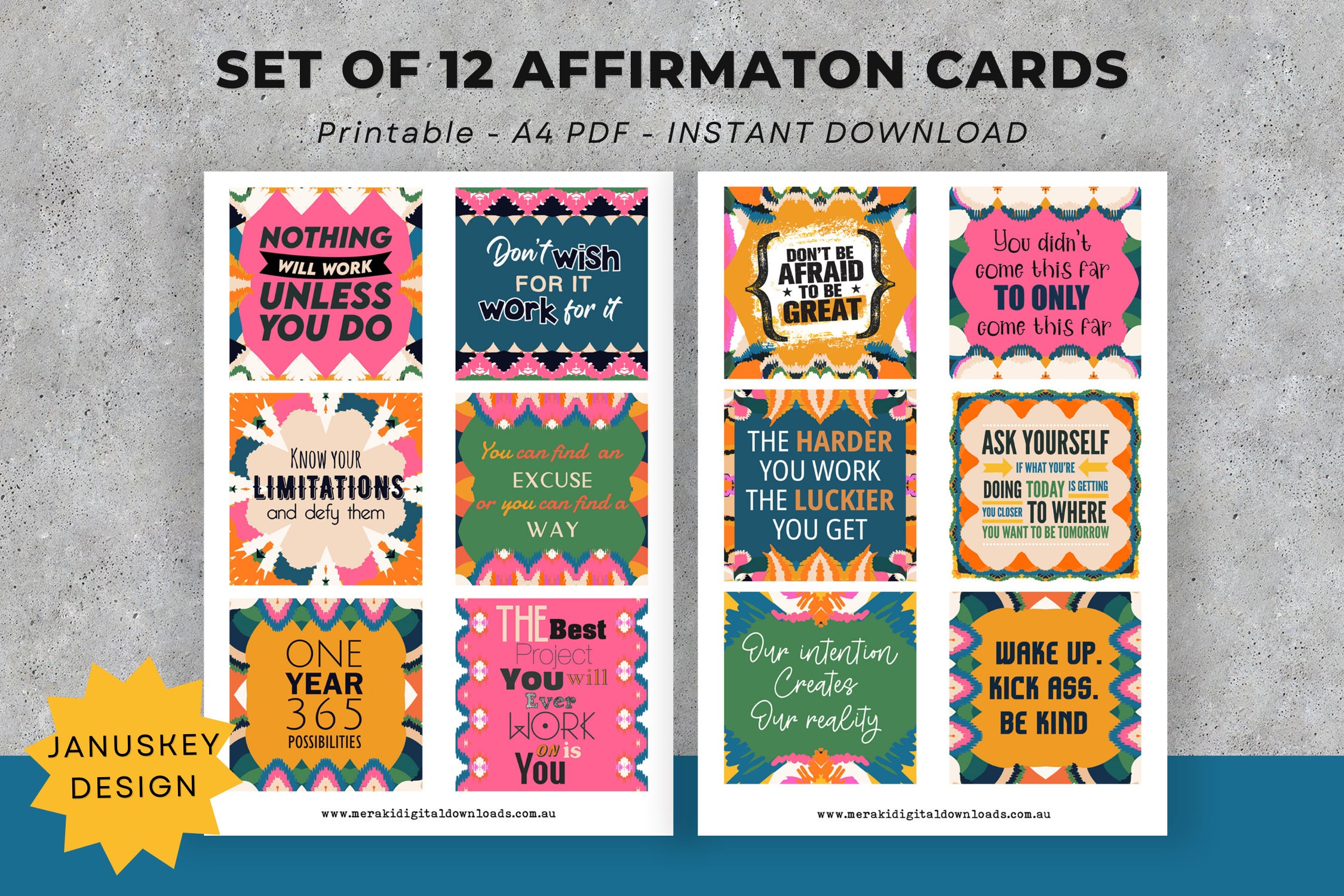 12 Printable Inspirational Affirmations Cards, INSTANT DOWNLOAD ...