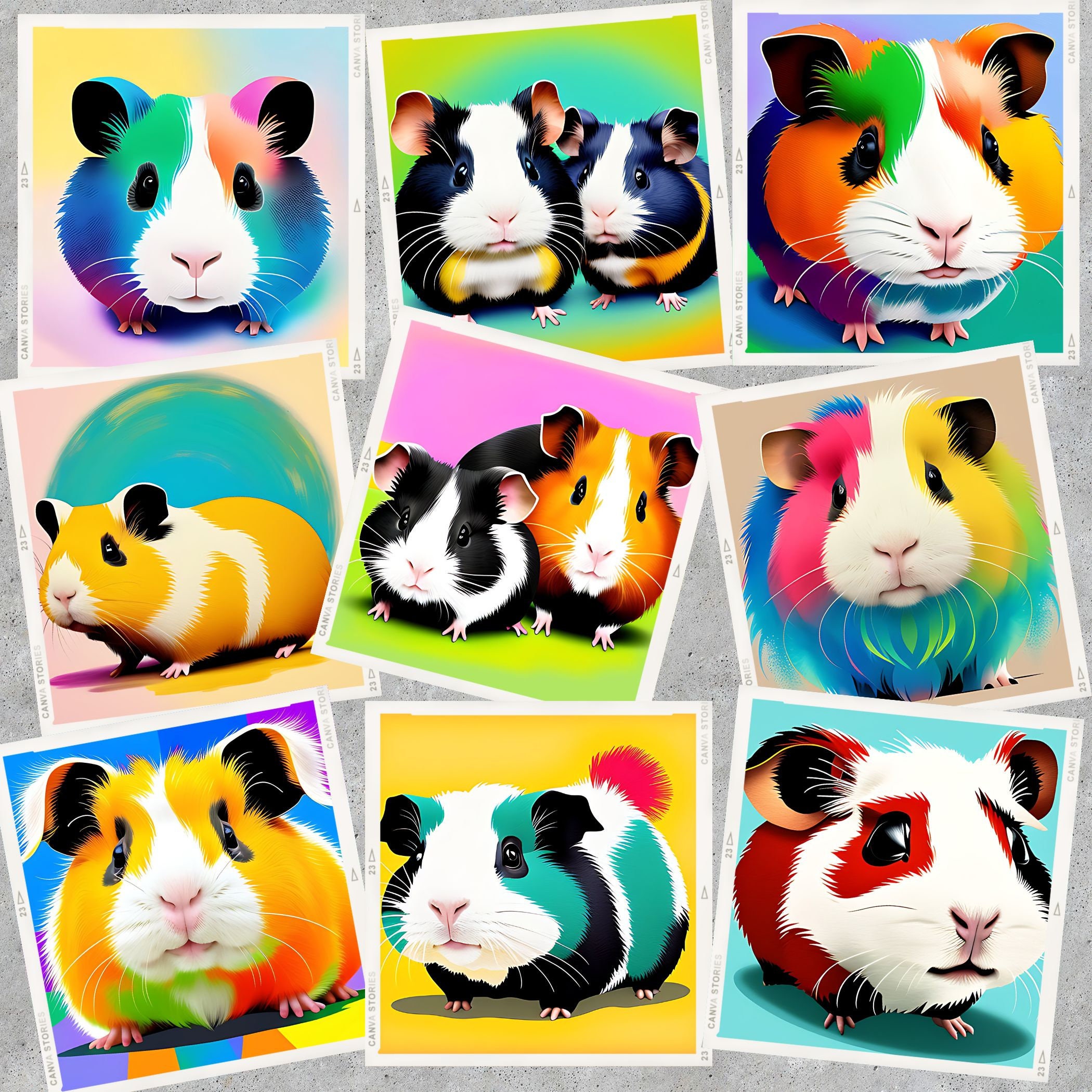 INSTANT Download, 25 Bright Abstract Guinea Pigs Square Clipart Bundle ...