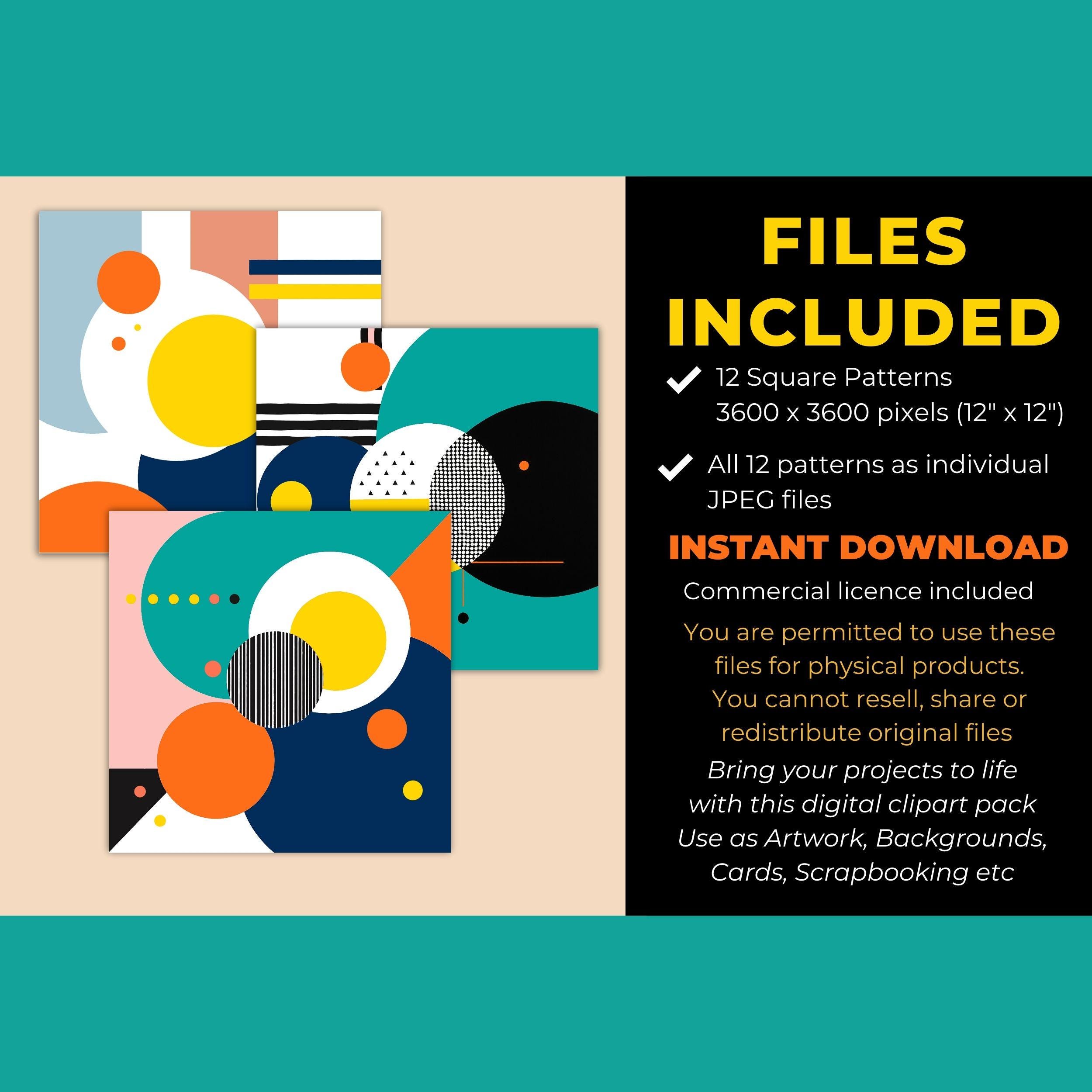 9 Square Clipart Designs, Instant Download, JPEG Files, Digital ...