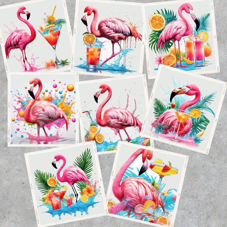INSTANT Download, Flamingos 25 Square Clipart Bundle Png Jpeg ...