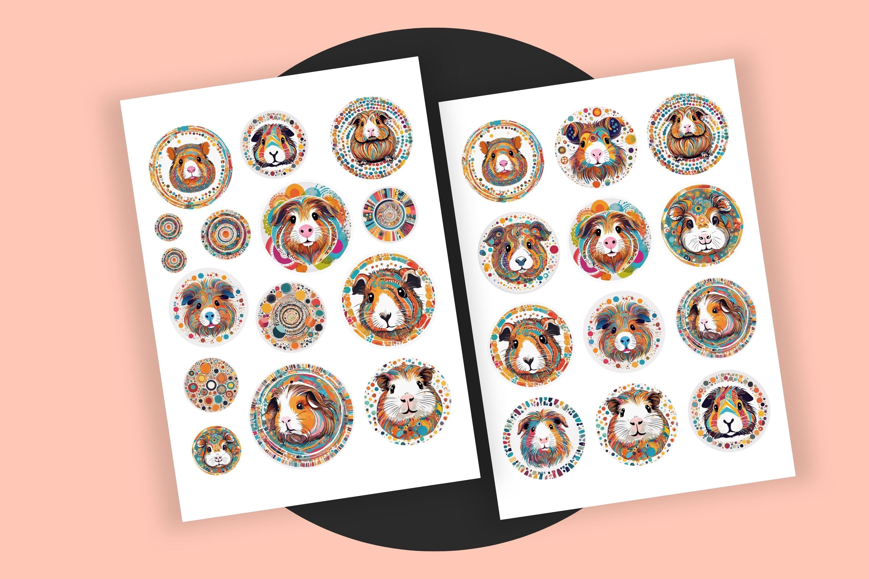 Guinea Pig Stickers: Round Clipart PNG Bundle (digital Download) - Etsy
