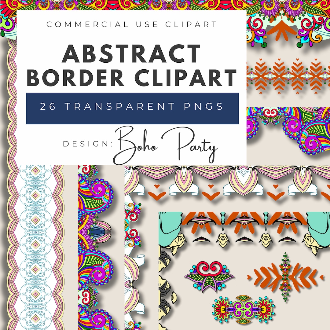 Instant DOWNLOAD 26 PNG Files, Border Frames and Clipart , Boho Clipart ...