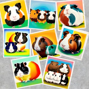 INSTANT Download, 25 Bright Abstract Guinea Pigs Square Clipart Bundle ...