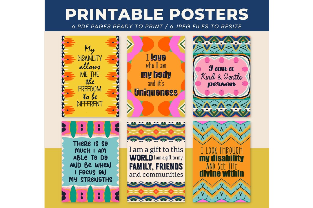 Set of 6 Affirmation Prints, A4 A3 Instant Download, Printable Artworks ...