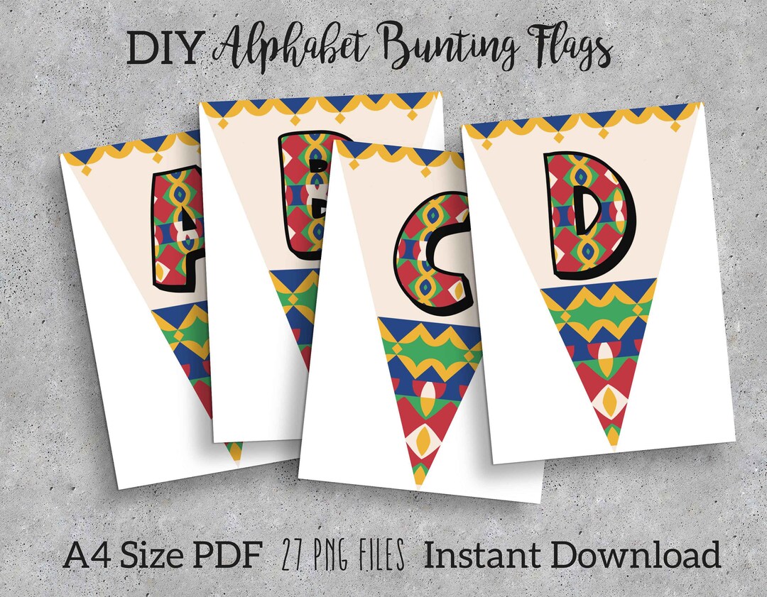 Alphabet Bunting Flags for INSTANT Download, Bunting Clipart, 27 PNG ...