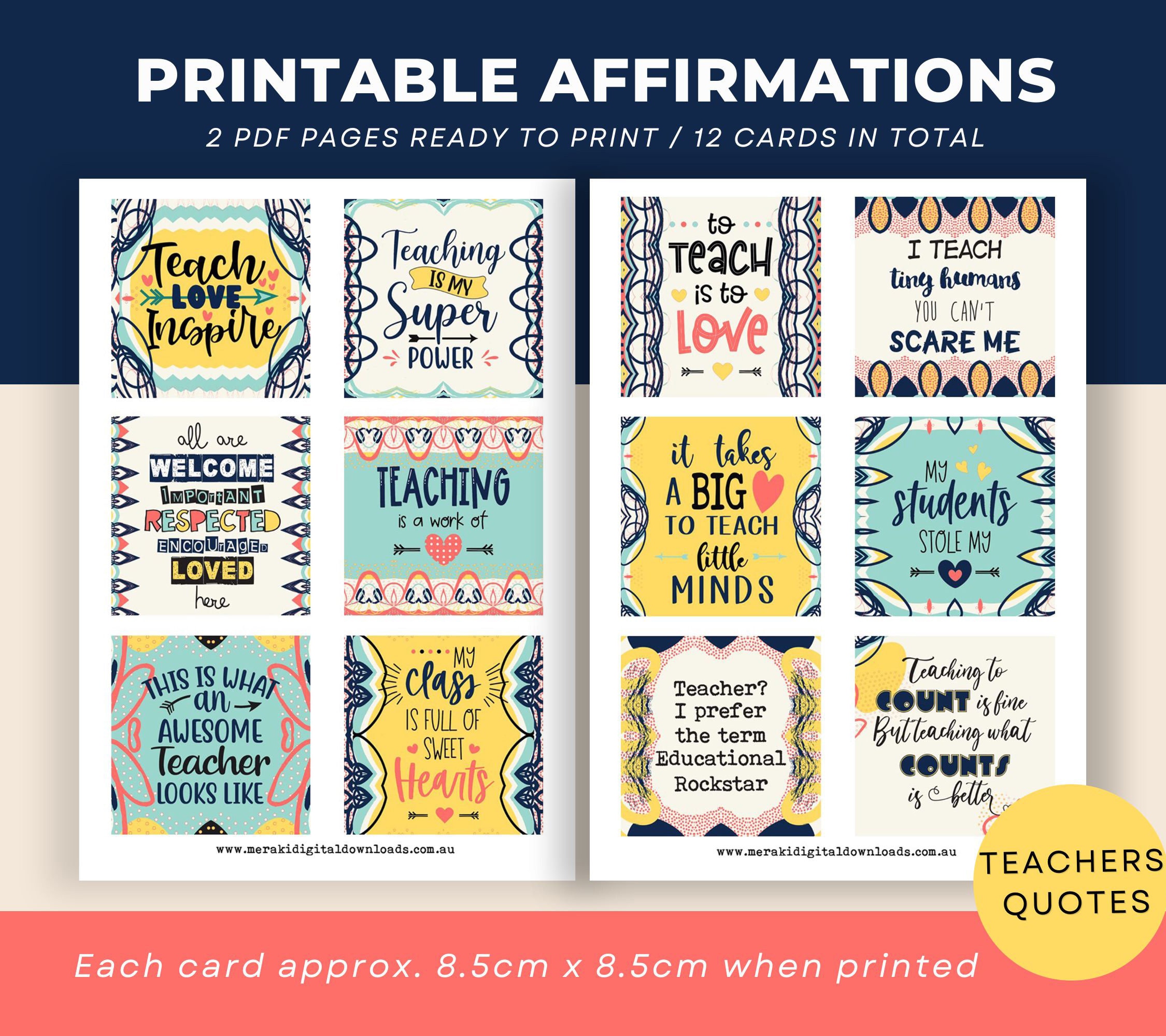 Printable Teacher Affirmation Cards: Daily Positivity Boost (PDF ...