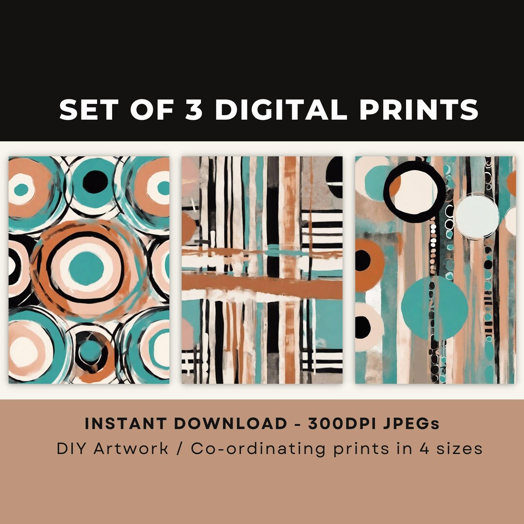 Set of 3 Abstract Art Prints INSTANT DOWNLOAD, Printable Artworks ...