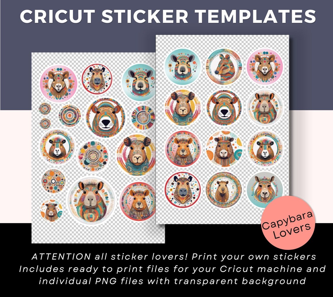 Round Clipart, Cricut Sticker Sheets, Capybara Stickers, Images for ...