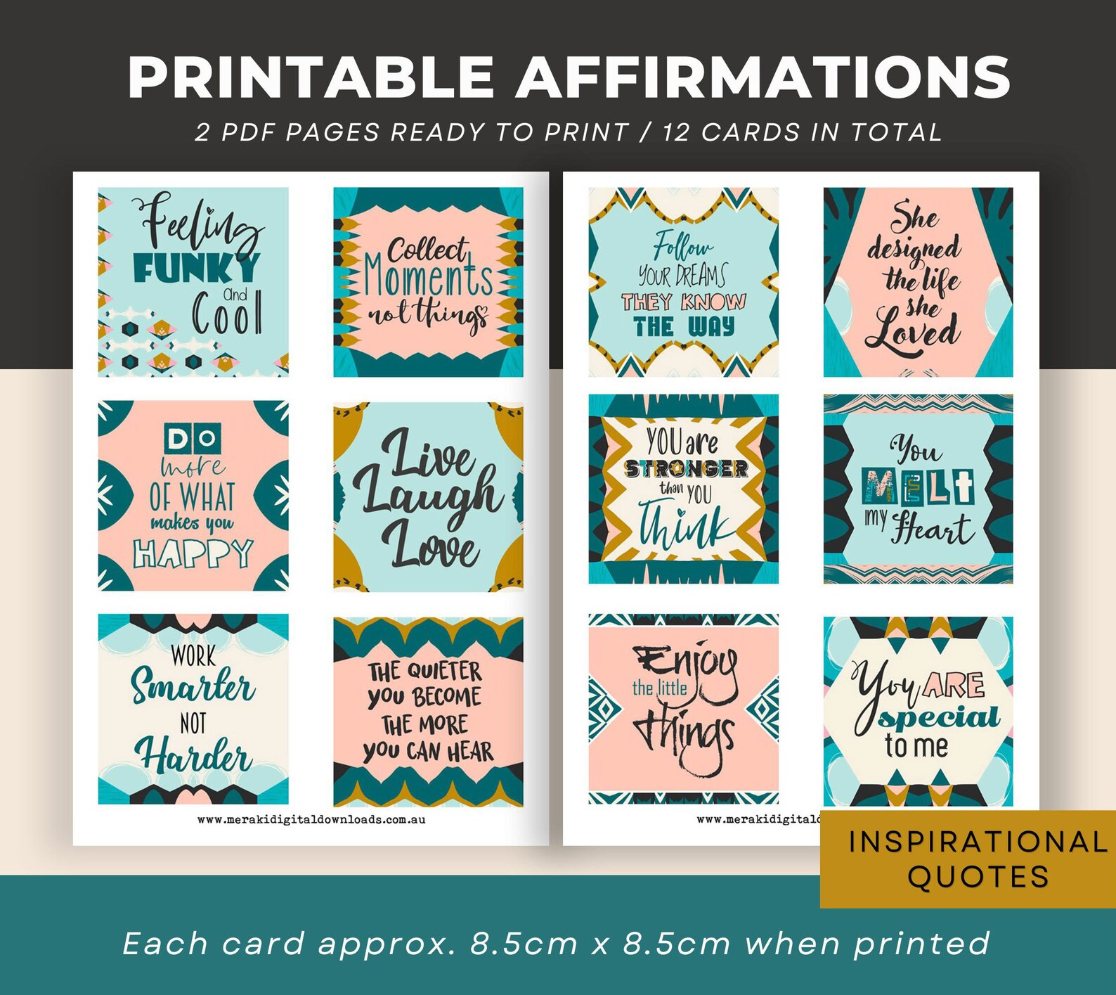 Printable Tween Affirmation Cards: Inspirational Square Quotes (instant ...