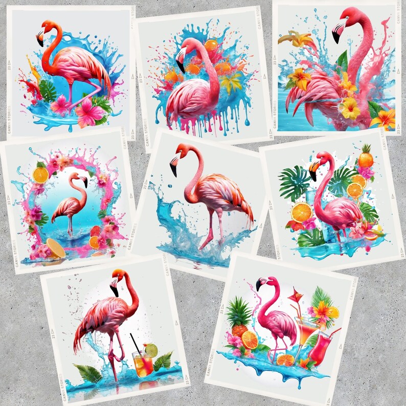 INSTANT Download, Flamingos 25 Square Clipart Bundle Png Jpeg ...