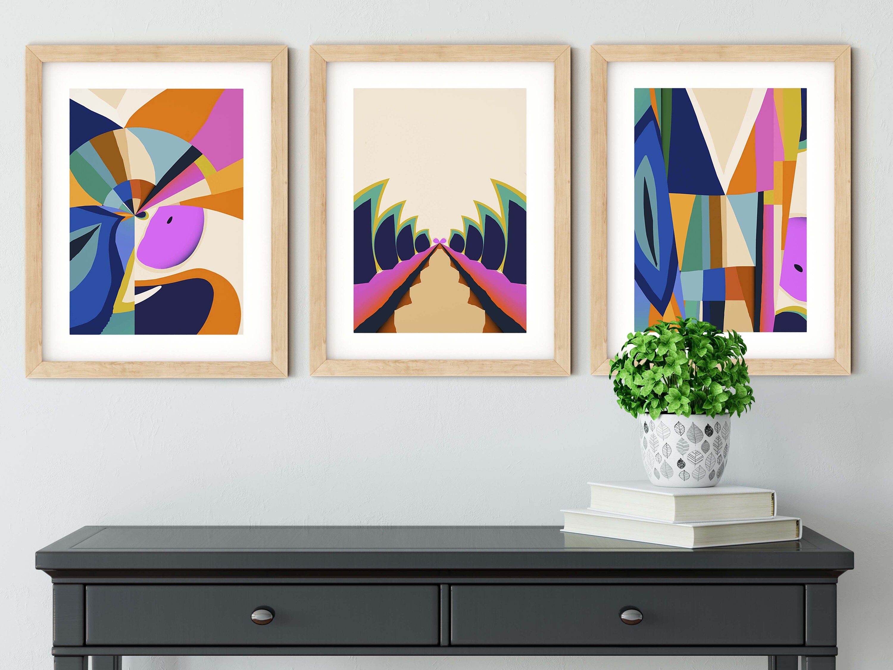 Set of 3 Art Prints INSTANT DOWNLOAD, Colourful Printable Artworks ...