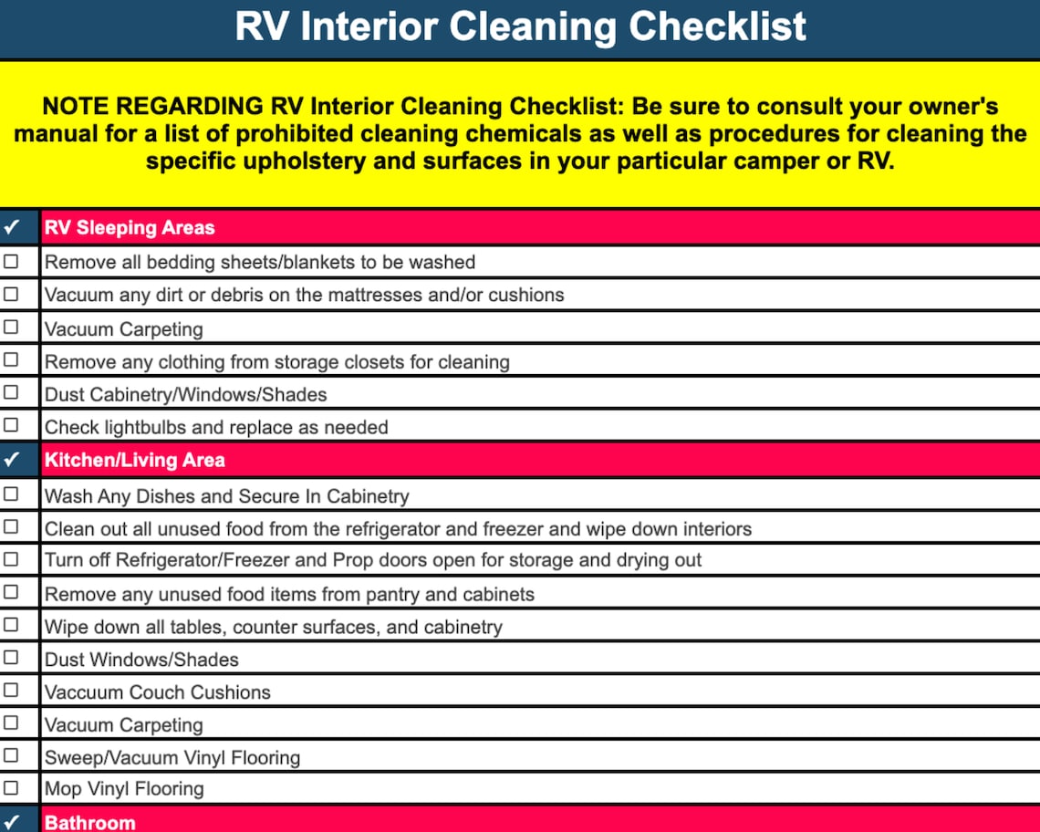 RV Packing Checklists Printables PDF- 4 Total Packing Lists!! - Etsy