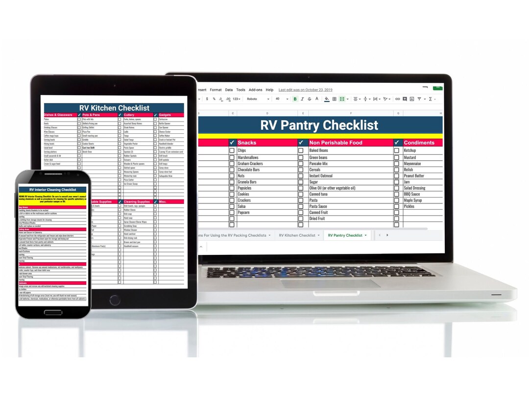 RV Checklist Spreadsheets [editable & Printable] - Etsy
