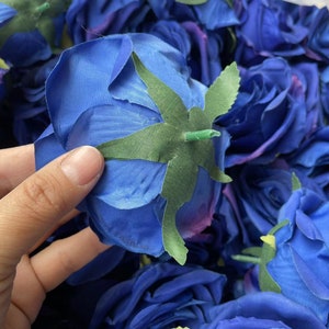 10pcs Royal Blue Silk Roses Head, Artificial Yellow Flowers Head ,royal ...
