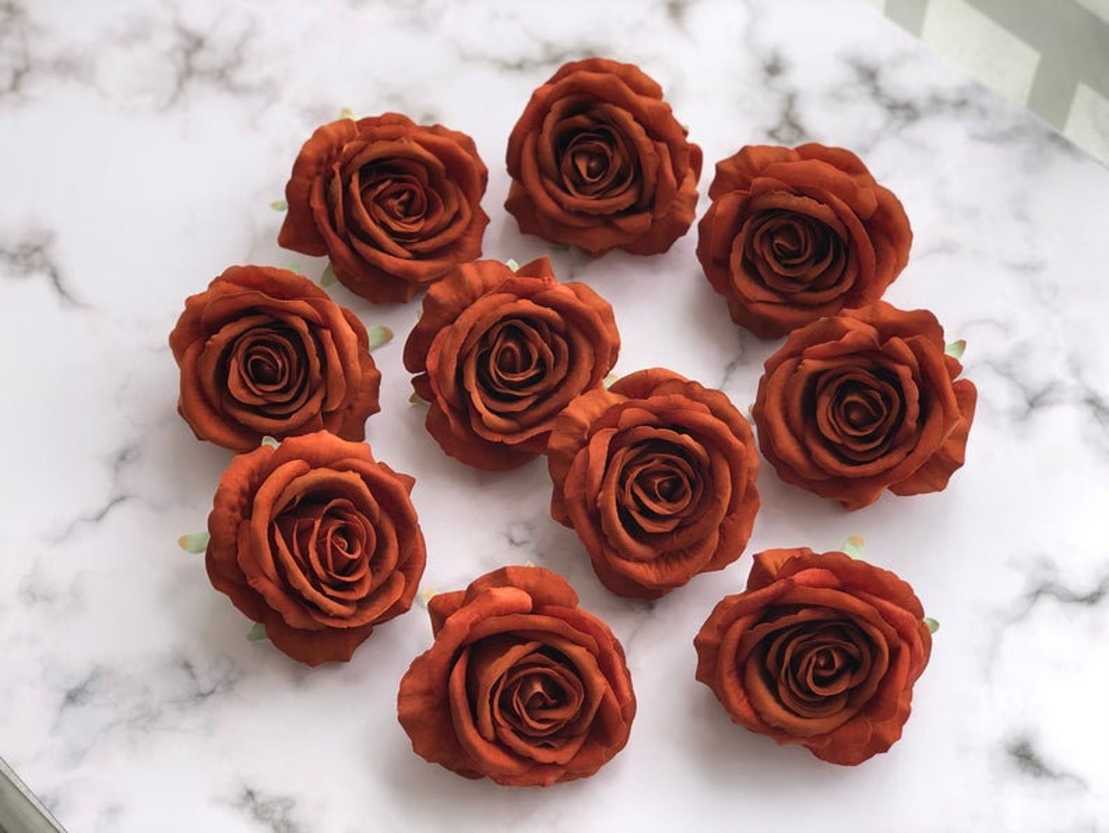 10pcs Rust Orange Realistic Fake Roses for DIY Wedding | Etsy