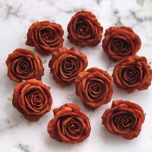 10pcs Rust Orange Realistic Fake Roses for DIY Wedding Bouquets ...